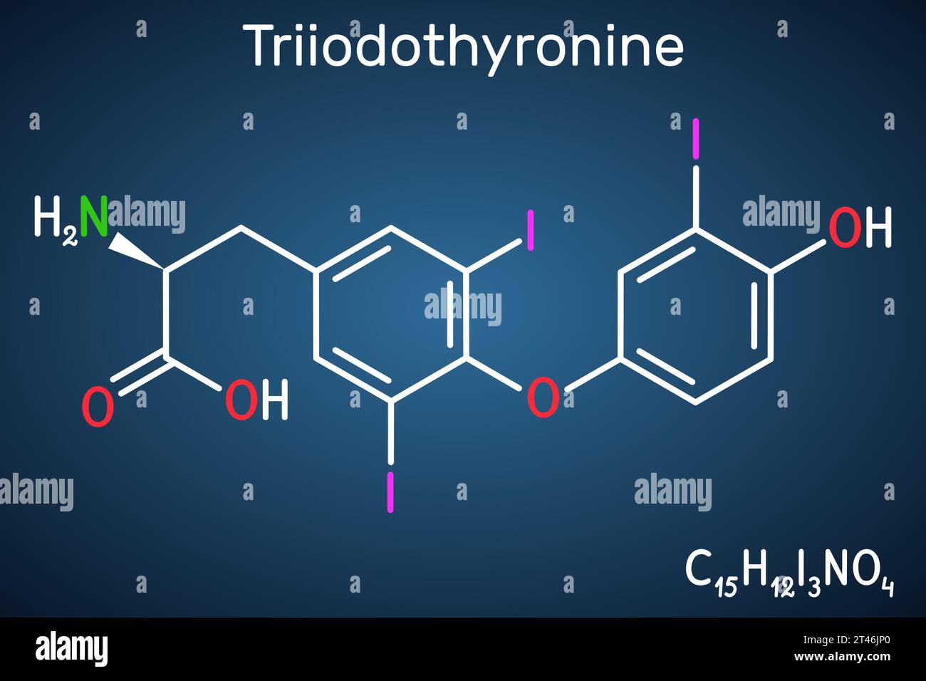 Triiodothyronine, T3, liothyronine molecule. It is thyroid hormone ...