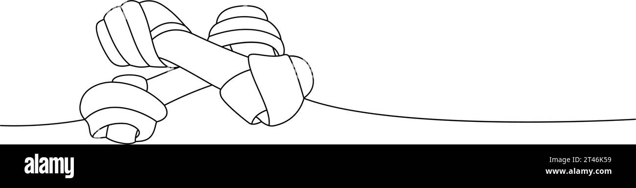 Dog toy, bones one line continuous drawing. Animals accessories, pet ...