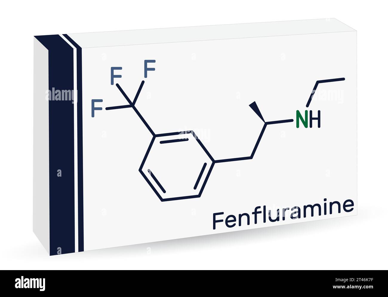 Fenfluramine drug molecule. It is phenethylamine, used as an appetite ...