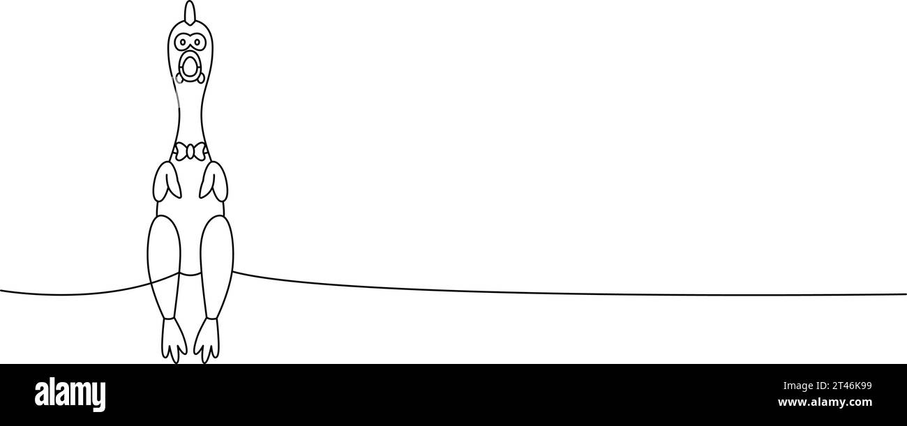 Rubber chicken toy, pet toy one line continuous drawing. Animals ...