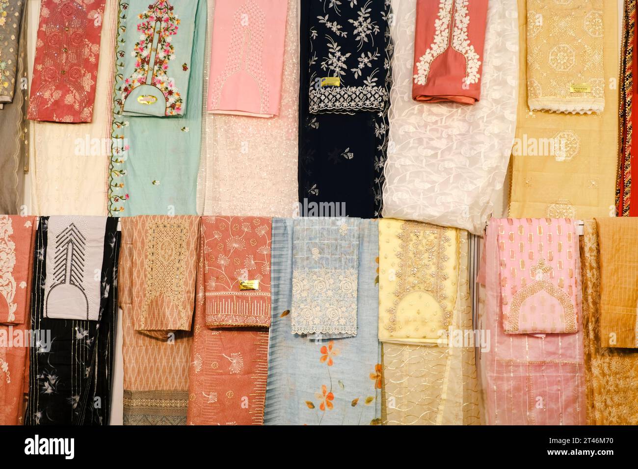 Traditional Indian ladies' dress material, Different textures and color ...