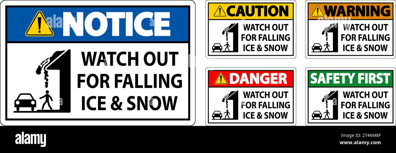 Caution Sign Watch Out For Falling Ice And Snow Stock Vector Image ...