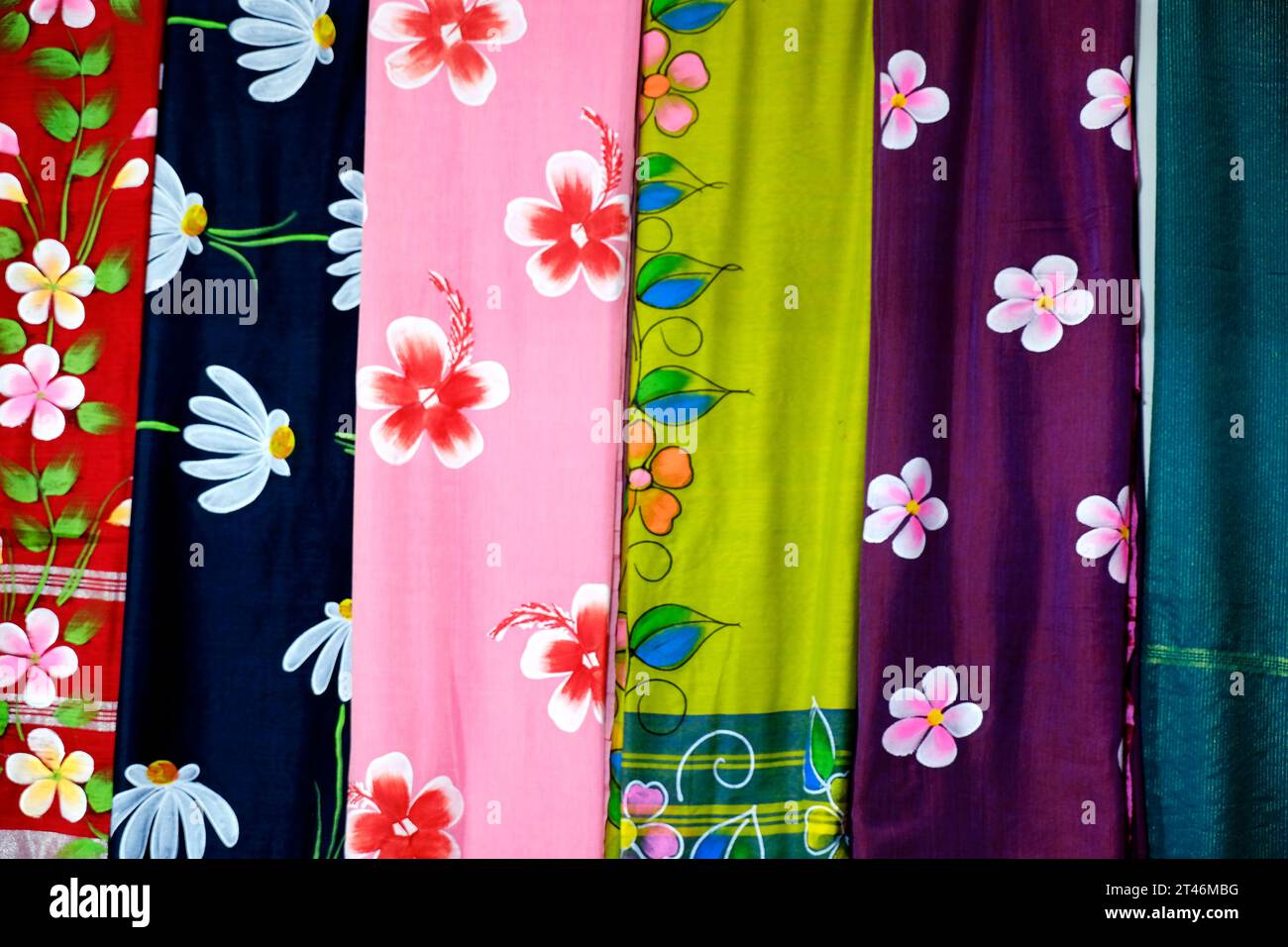 Traditional Indian ladies' dress material, Different textures and color ...