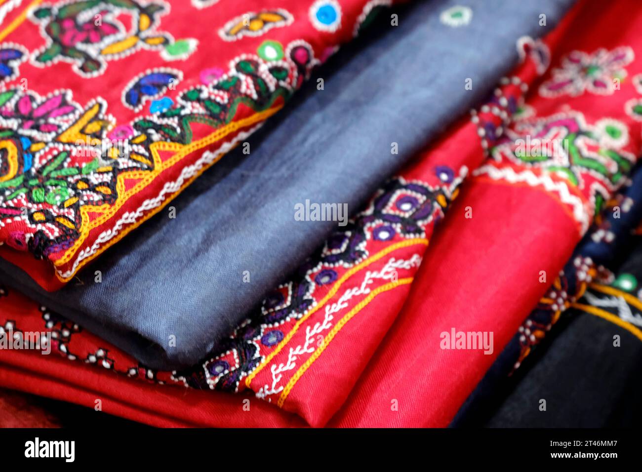 Traditional Indian ladies' dress material, Different textures and color ...
