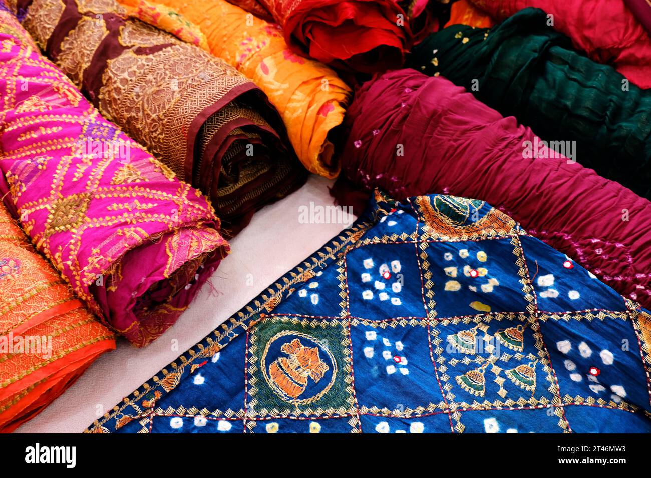 Traditional Indian ladies' dress material, Different textures and color ...