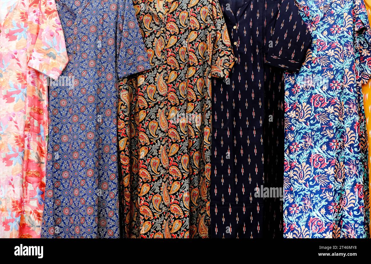 Traditional Indian ladies' dress material, Different textures and color ...