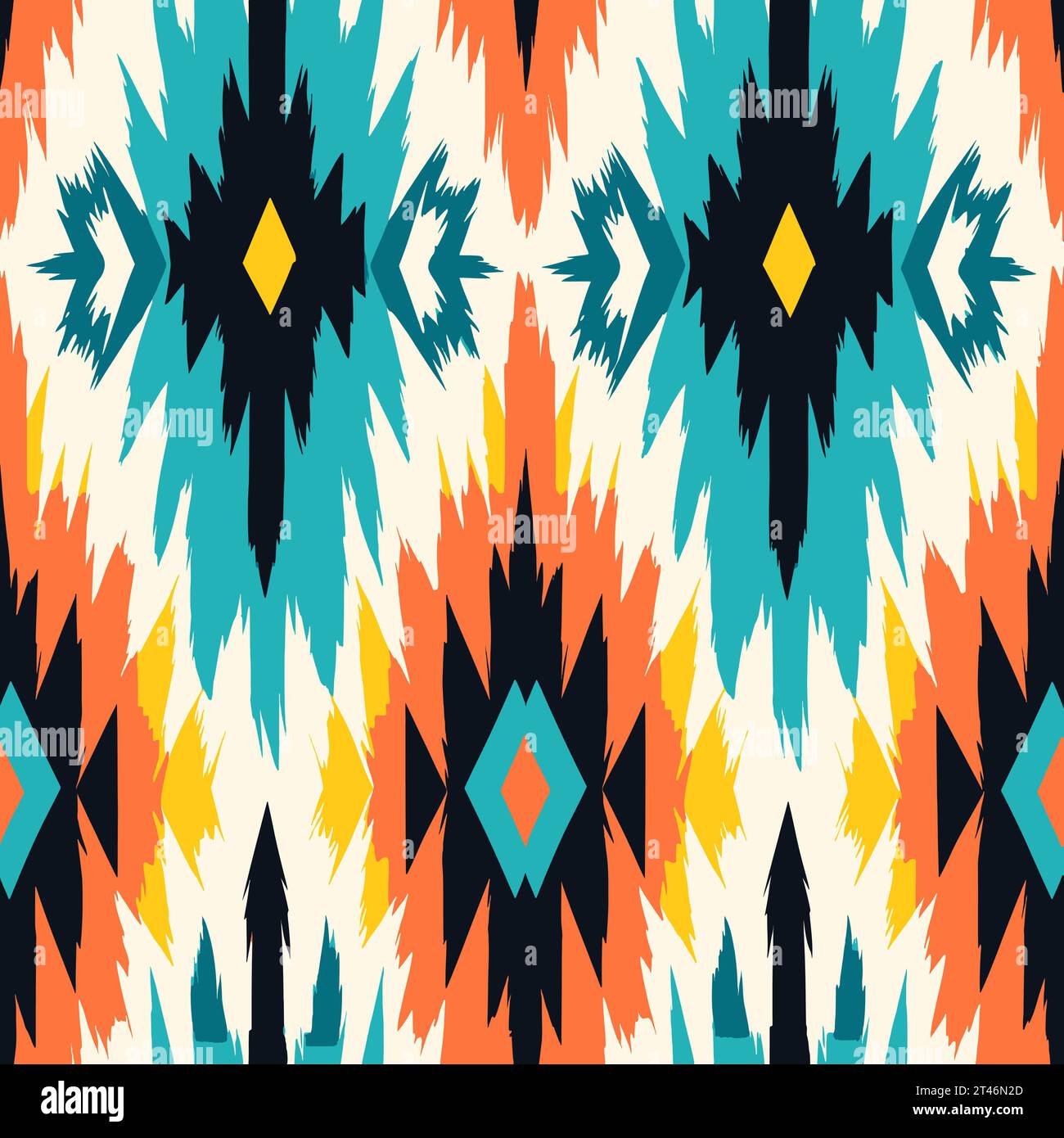 Ikat colorful geometrical seamless pattern. Vector illustration Stock ...
