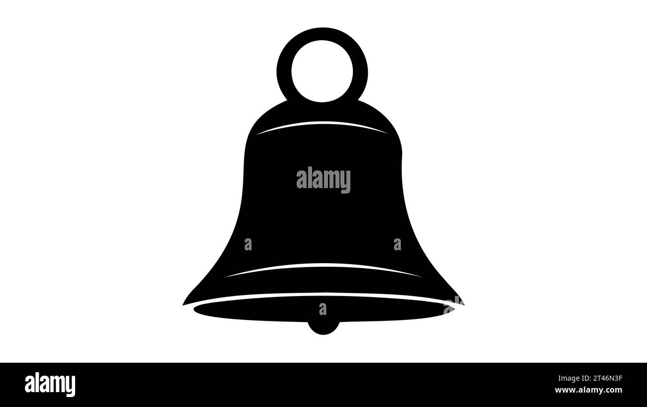 Black bell icon. Outline style. notification bell vector icon for web ...