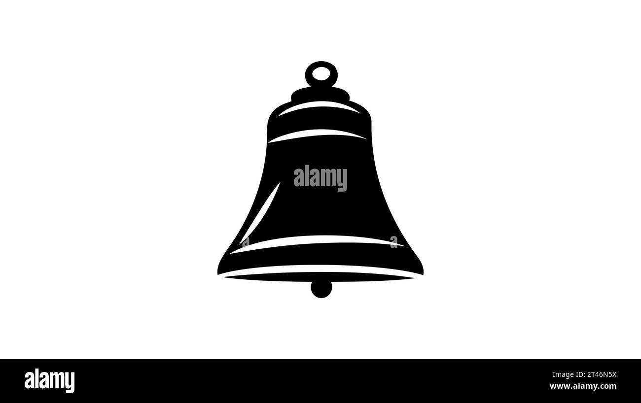 Black bell icon. Outline style. notification bell vector icon for web ...
