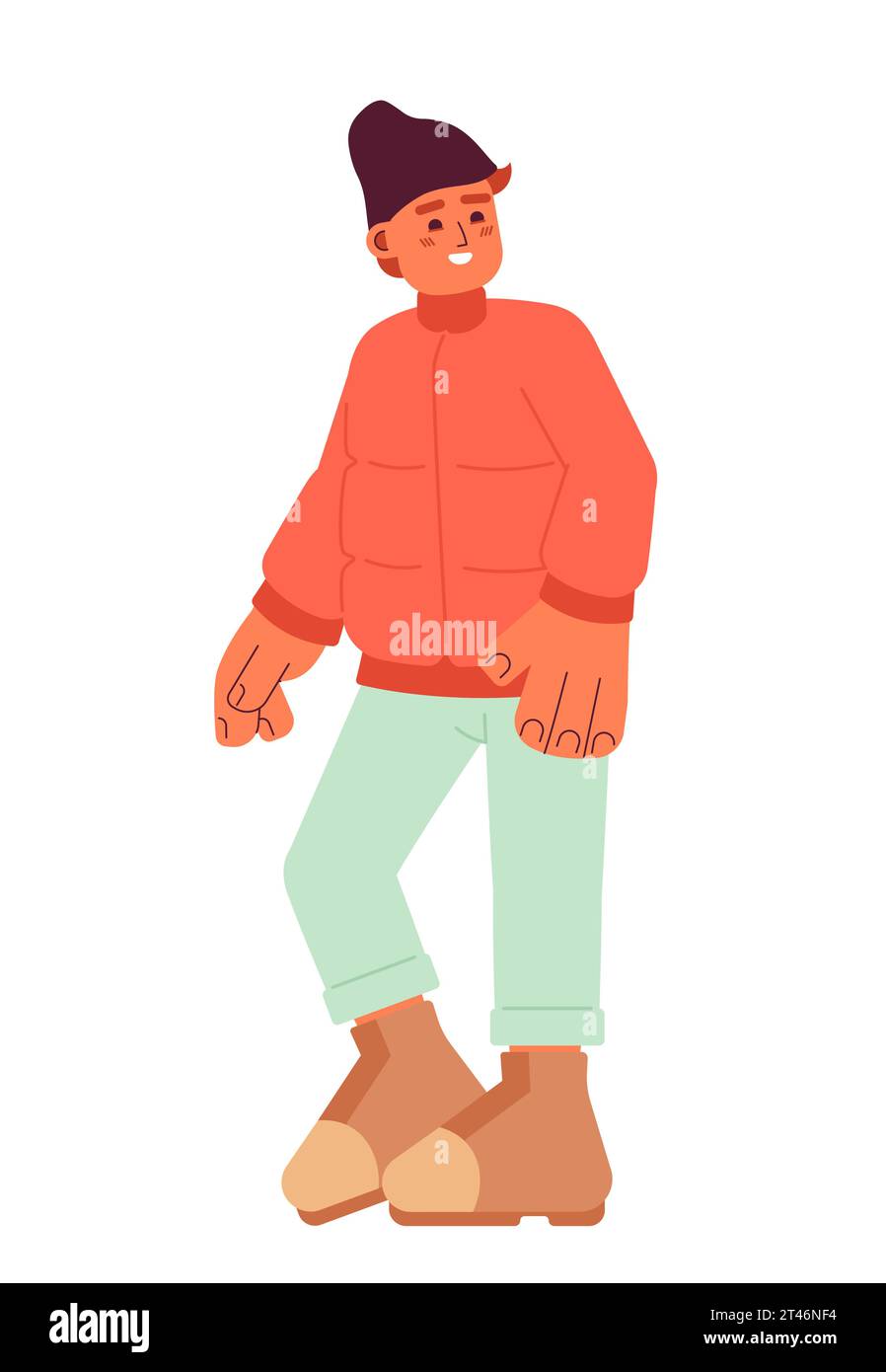 Smiling teenage boy winter outerwear 2D cartoon character Stock Vector ...
