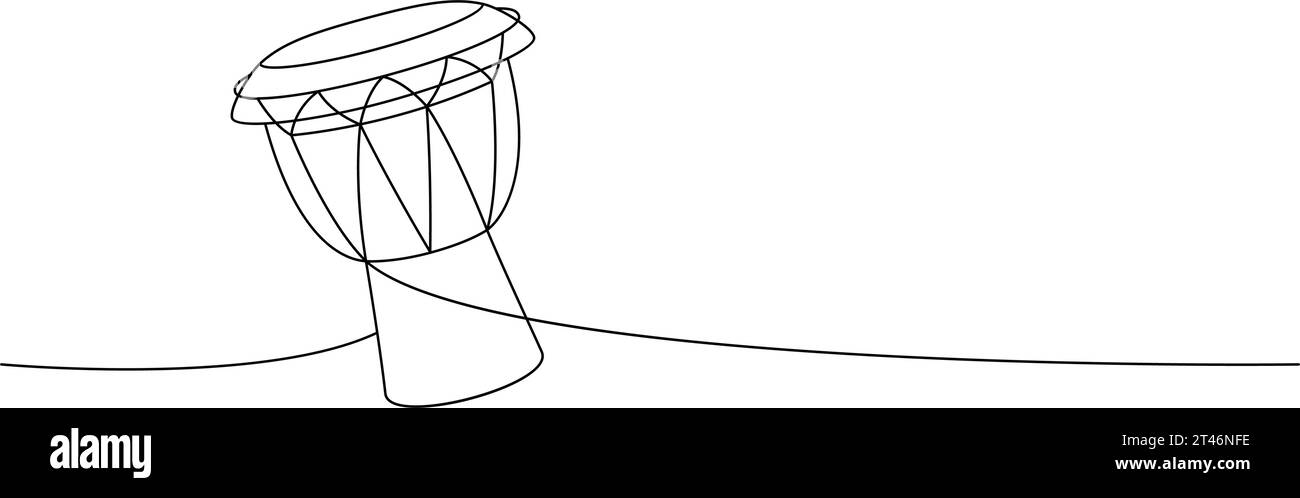 Djembe drum, bongo, congo one line continuous drawing. Musical ...
