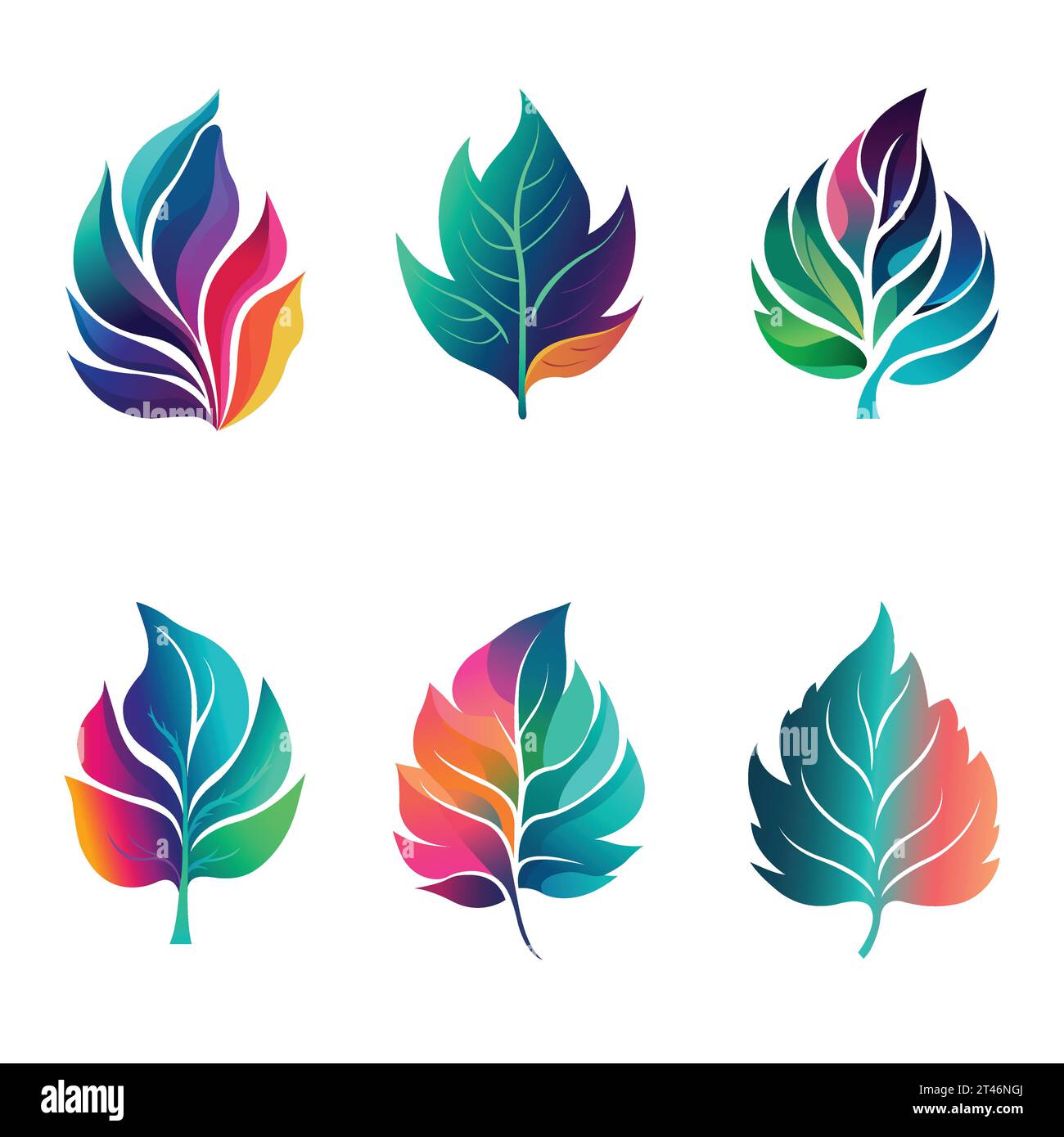 Vector Set Of Colourful Leaves Collection Stock Vector Image And Art Alamy
