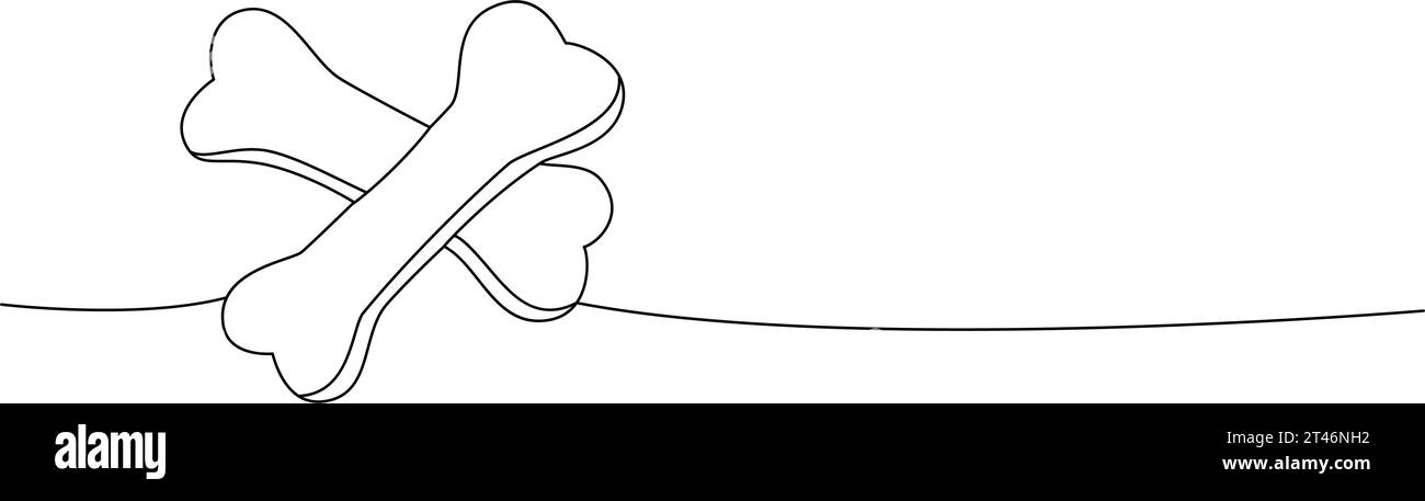 Bones, dog toy one line continuous drawing. Animals accessories, pet ...