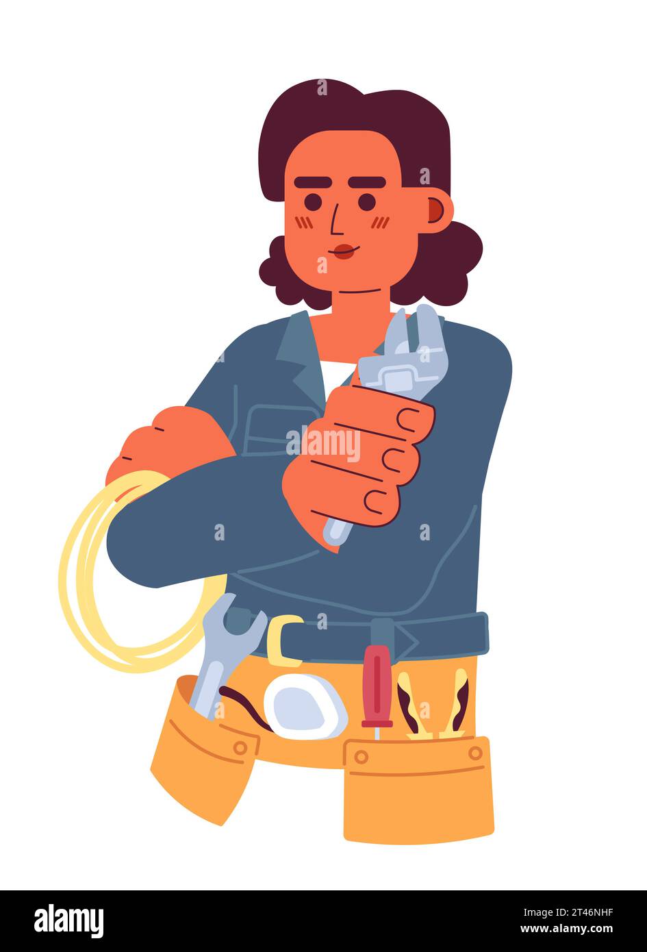 Handy woman hispanic young adult 2D cartoon character Stock Vector ...
