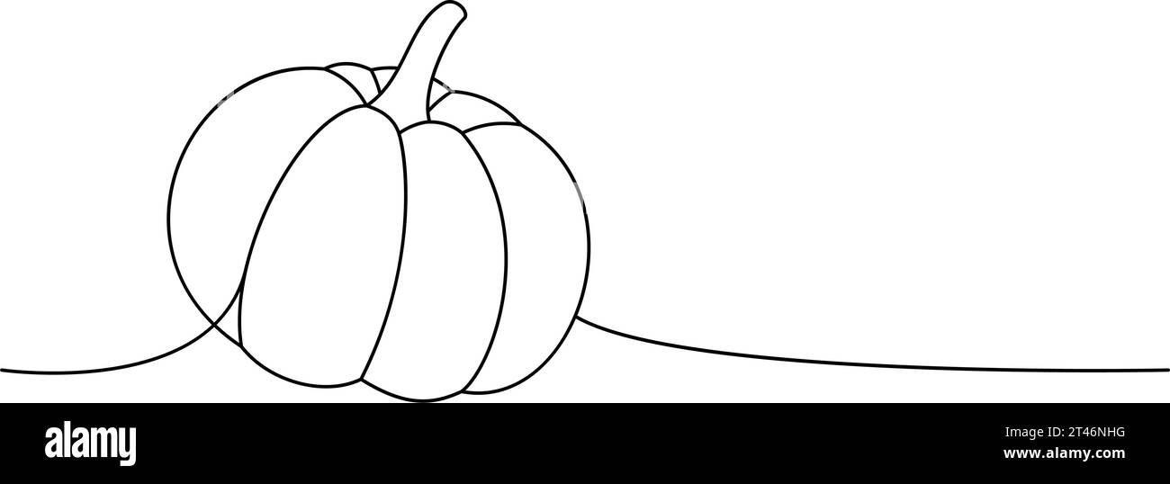 Halloween pumpkin, autumn vegetable one line continuous drawing ...