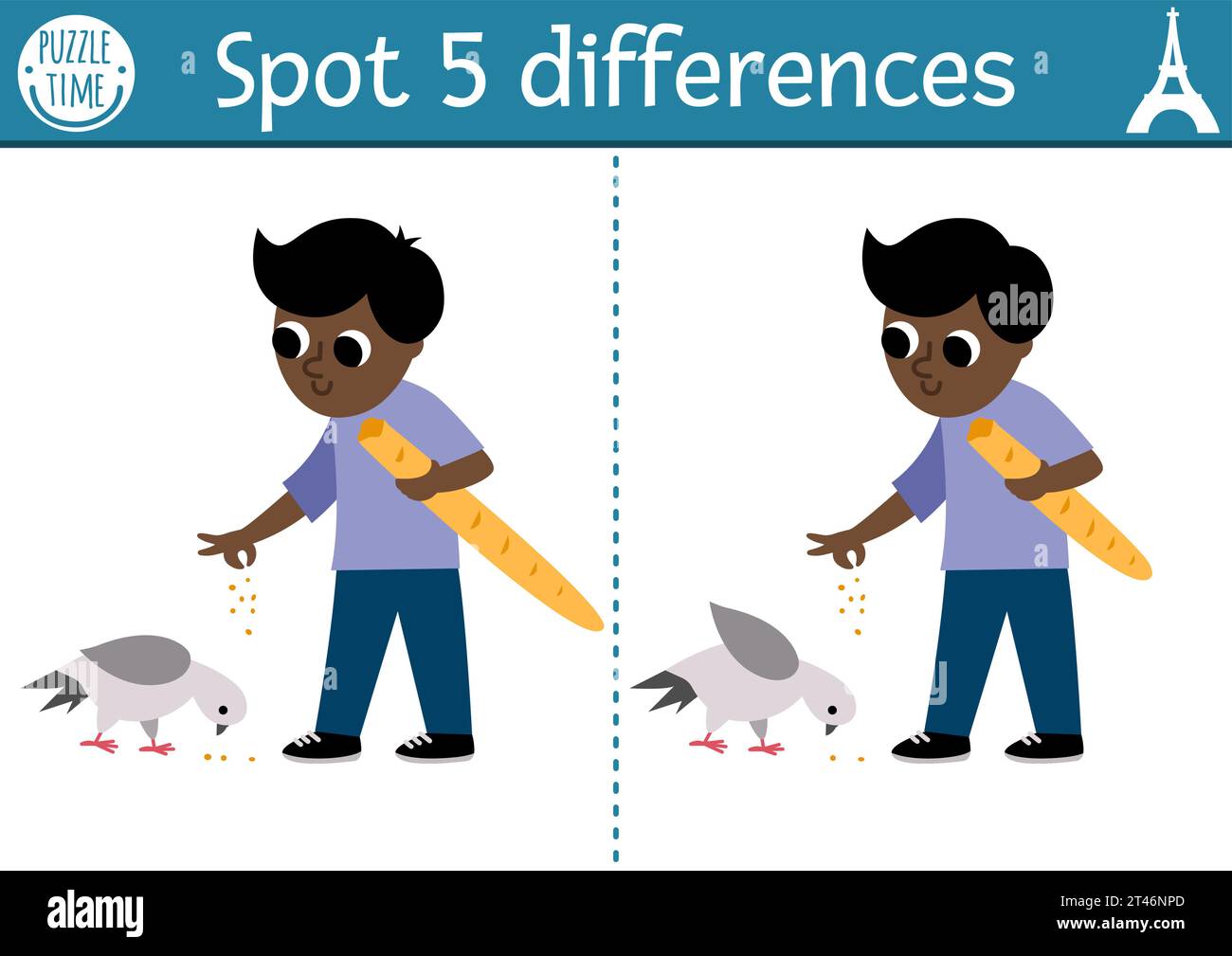 Find differences game for children. Educational activity with cute boy ...