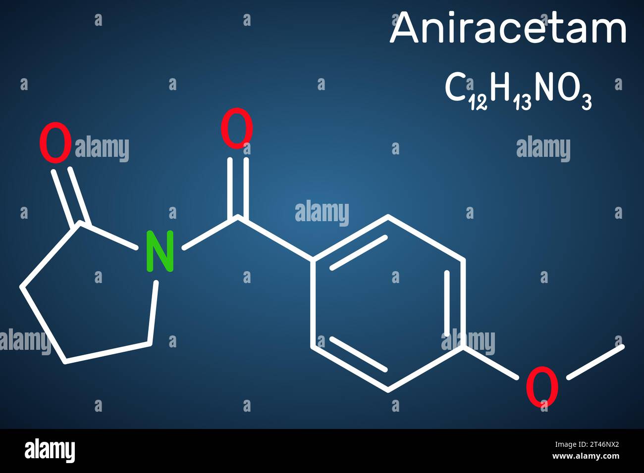 Aniracetam molecule. It is nootropic drug used to ameliorate memory ...