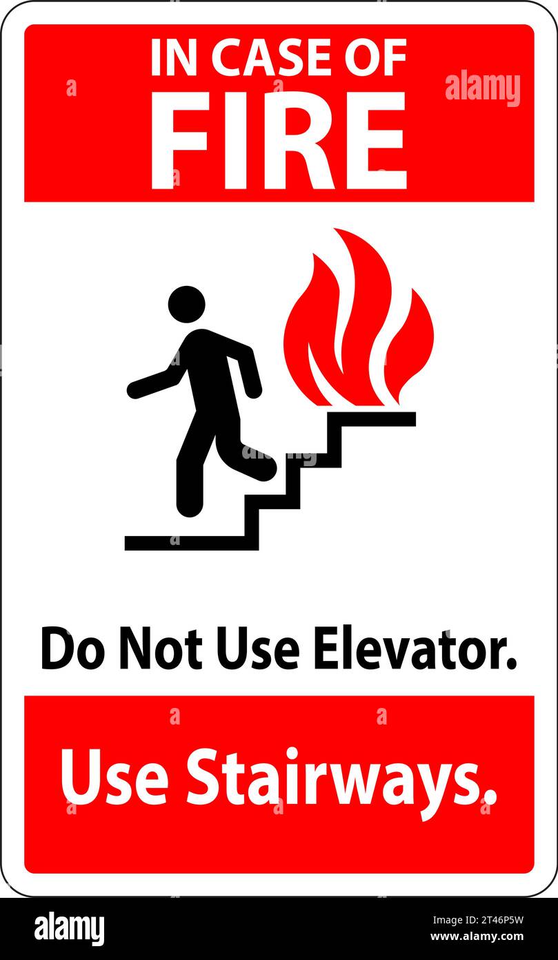In Case Of Fire Sign Do Not Use Elevators, Use Stairways Stock Vector ...