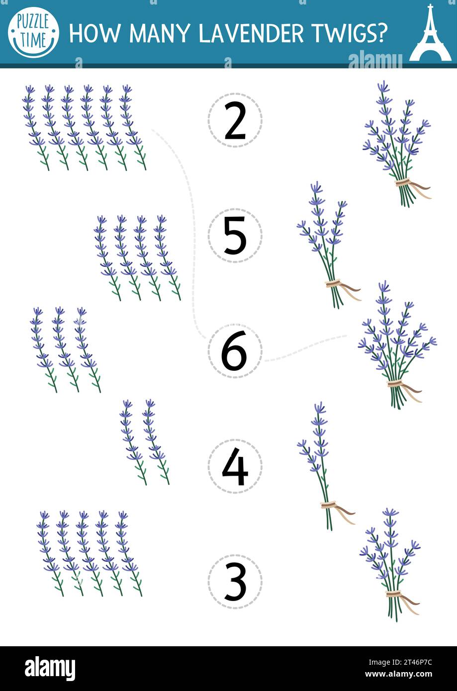 Match the numbers game with lavender bunch. Math activity for preschool ...