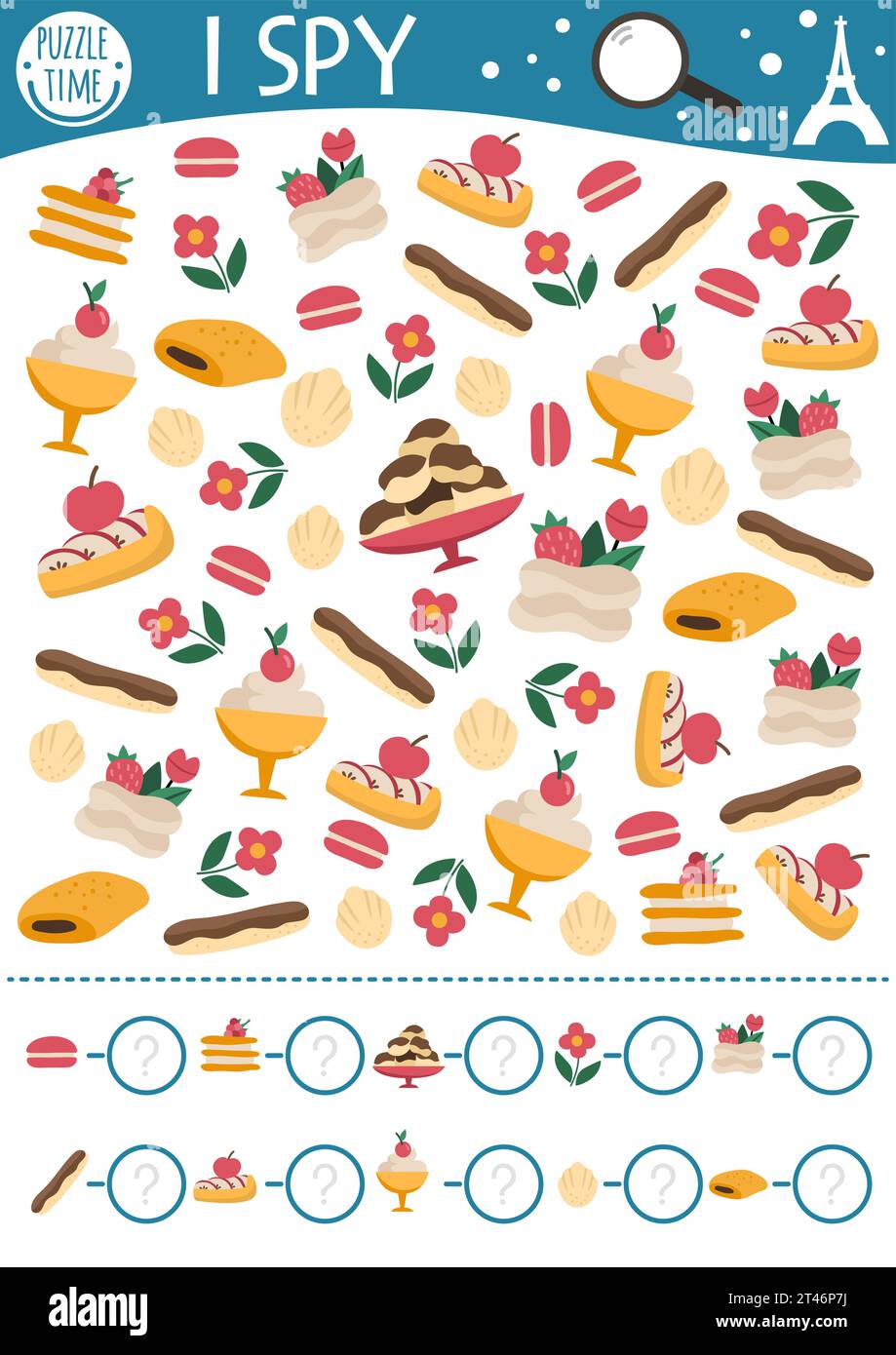 France I spy game for kids. Searching and counting activity with ...