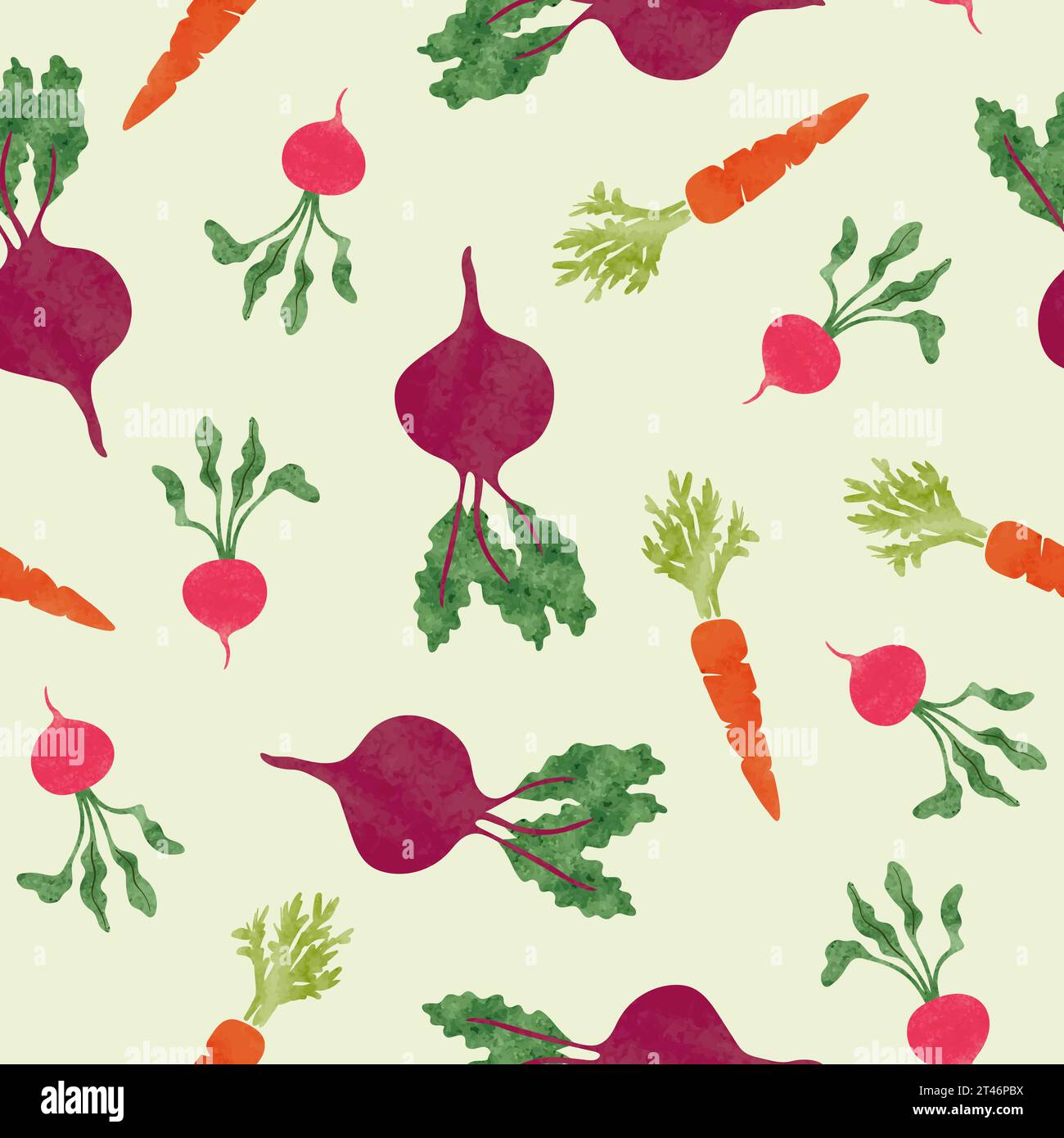 Seamless watercolor root vegetables pattern with carrot, beet and ...