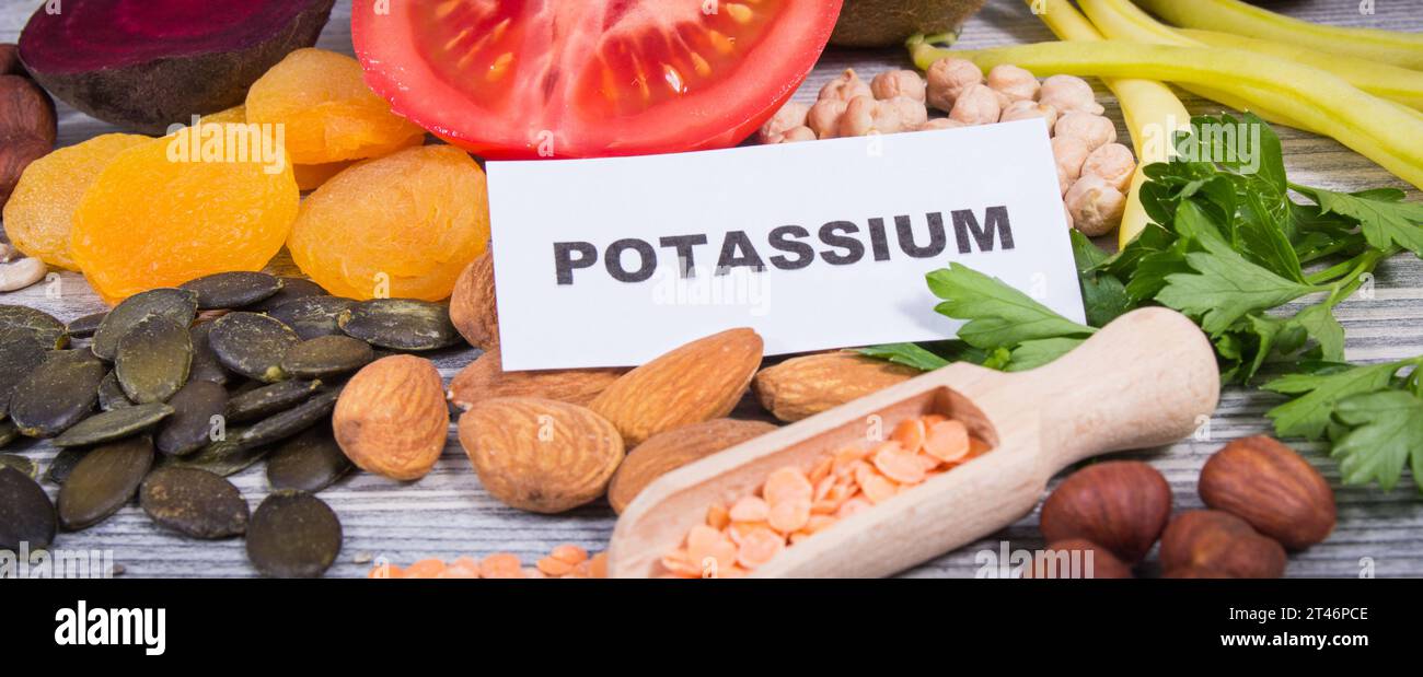 Healthy nutritious eating as source natural potassium, vitamin K ...