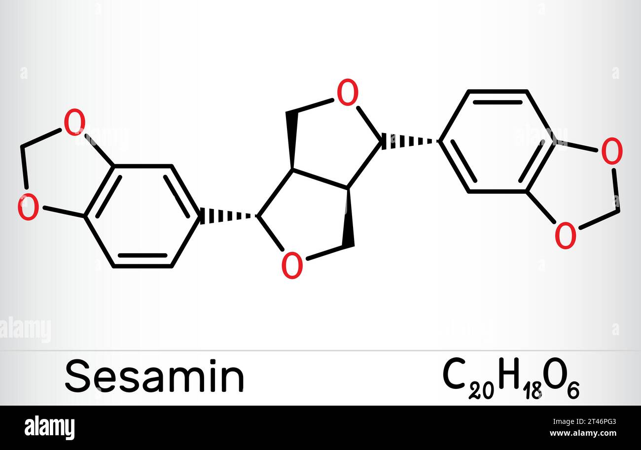 Sesamin molecule. It is natural product, lignan isolated from sesame ...