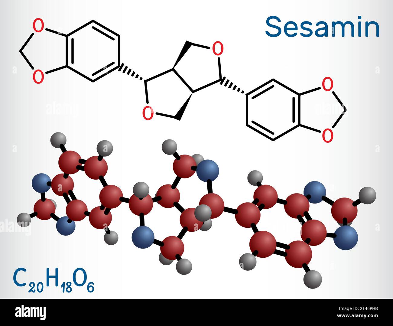 Sesamin molecule. It is natural product, lignan isolated from sesame ...