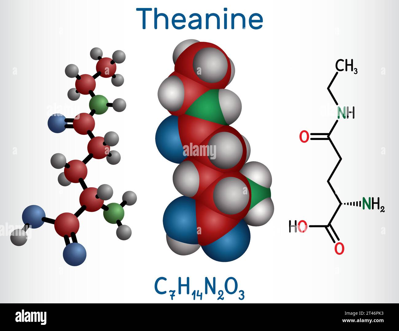 Theanine, theanin molecule. It is neuroprotective agent, plant ...