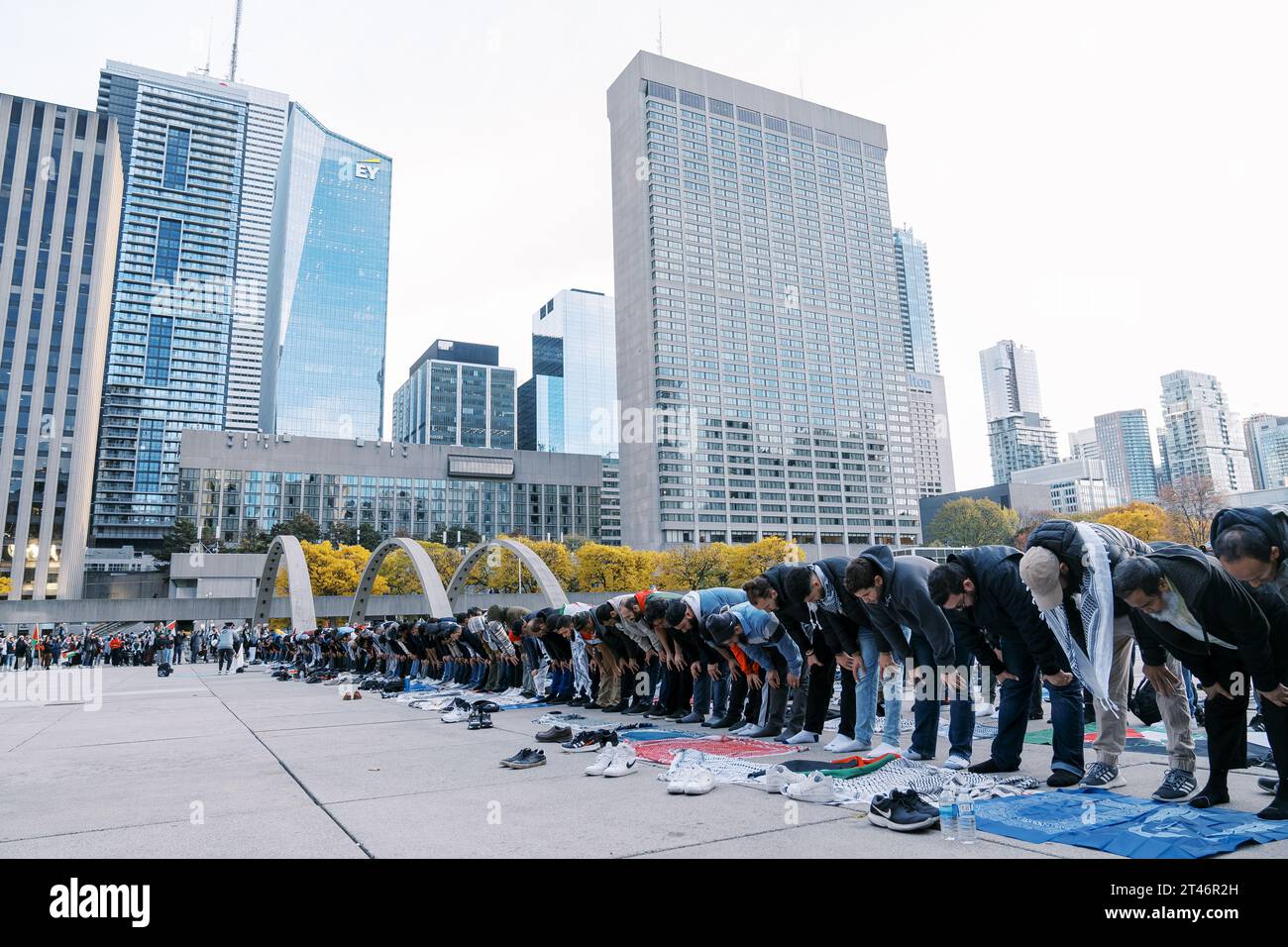 Toronto, Canada - 28 October 2023: Muslim prayer from Palestine in the ...