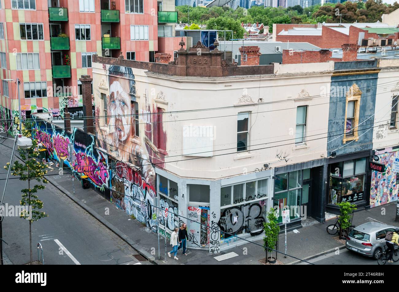 Fitzroy St and Johnston St corner, Fitzroy, Melbourne Stock Photo - Alamy