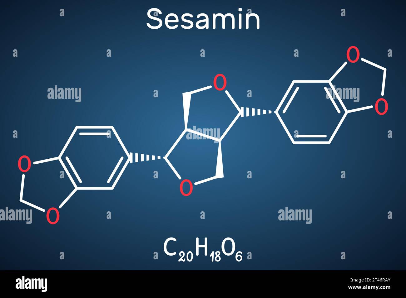 Sesamin molecule. It is natural product, lignan isolated from sesame ...