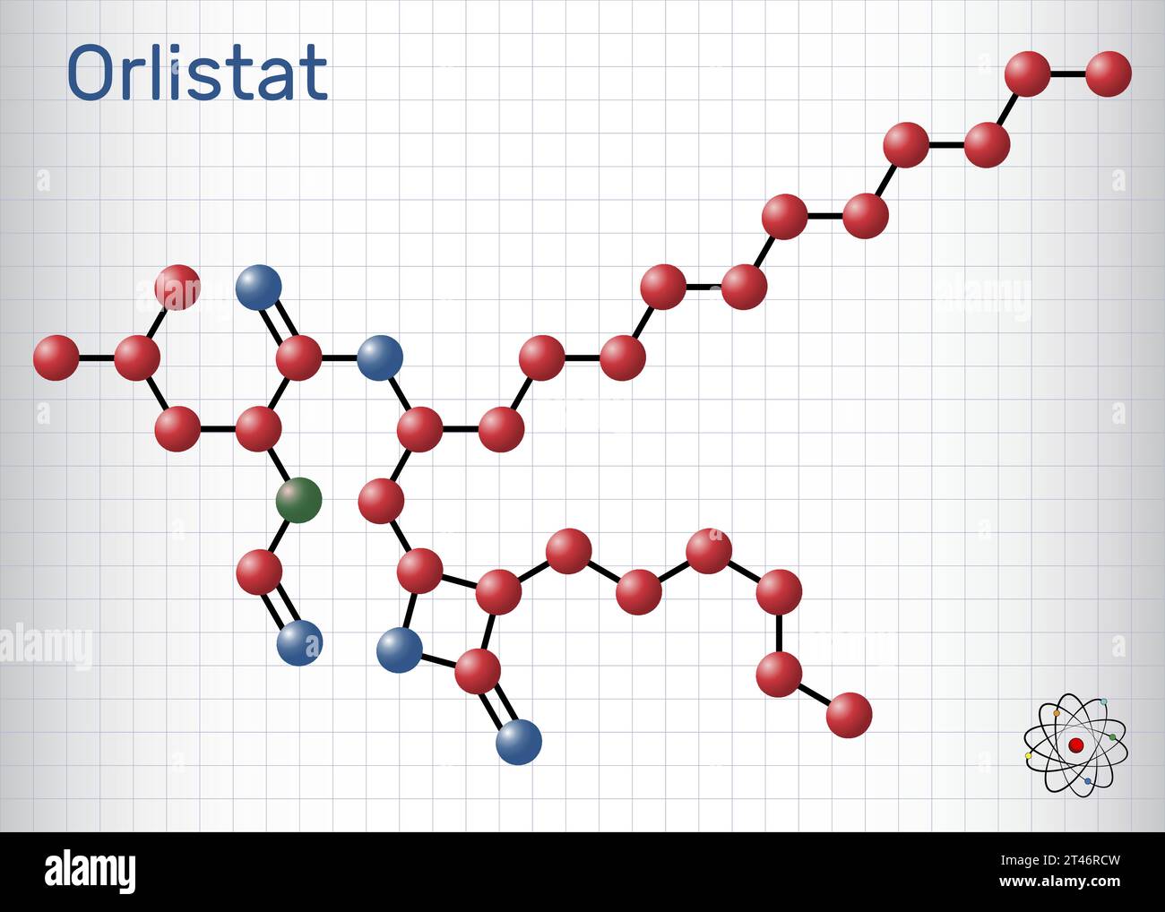 Orlistat molecule. It is lipase inhibitor used in the treatment of ...