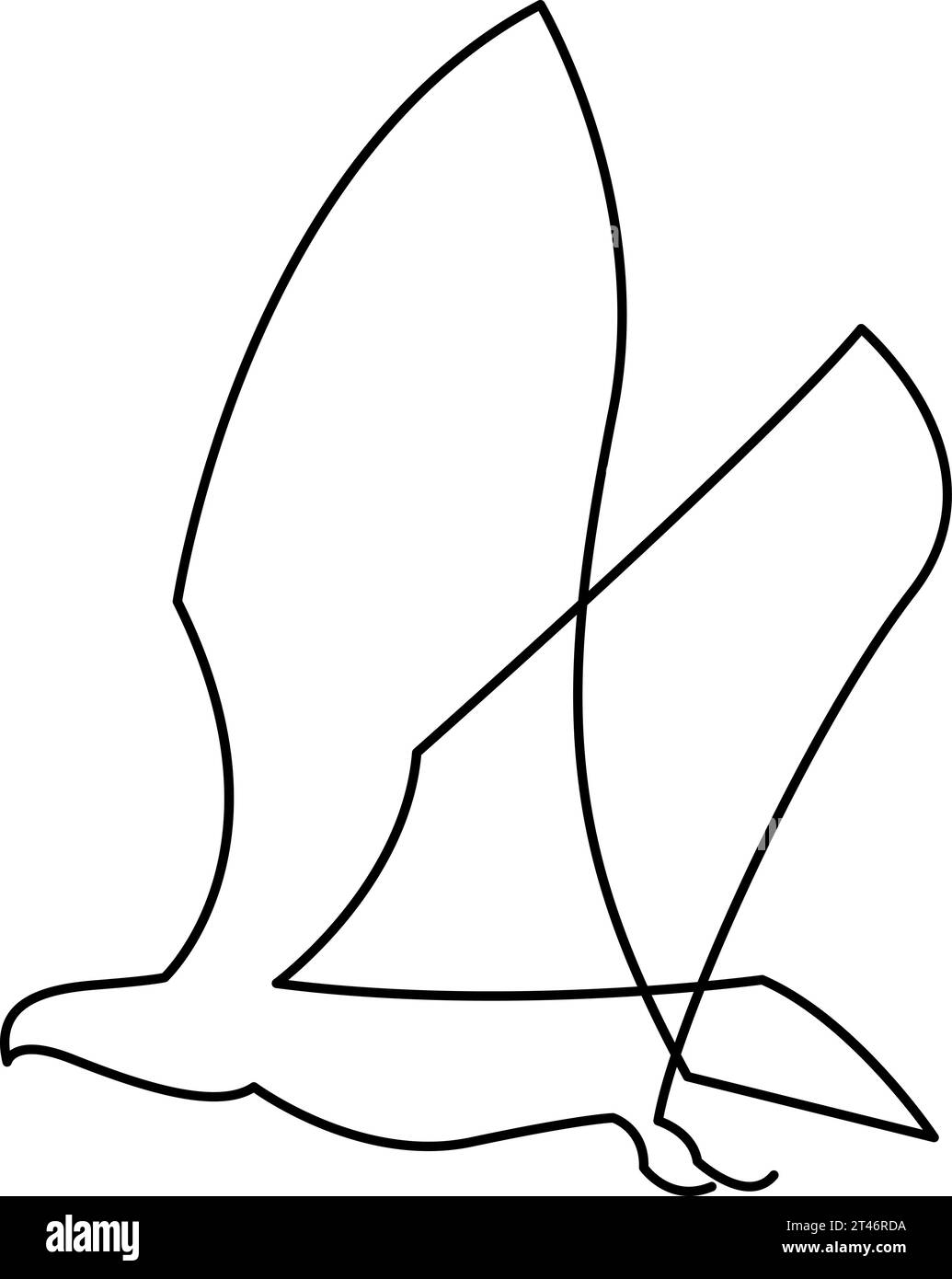 One line eagle or hawk design silhouette. Hand drawn minimalism style vector illustration Stock ...