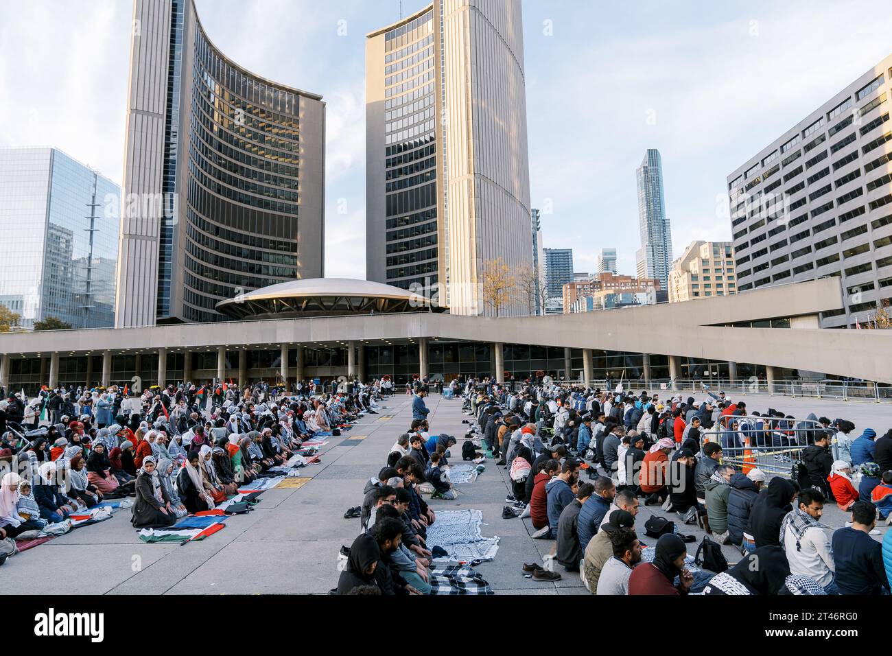 Toronto, Canada - 28 October 2023: Muslim prayer from Palestine in the ...