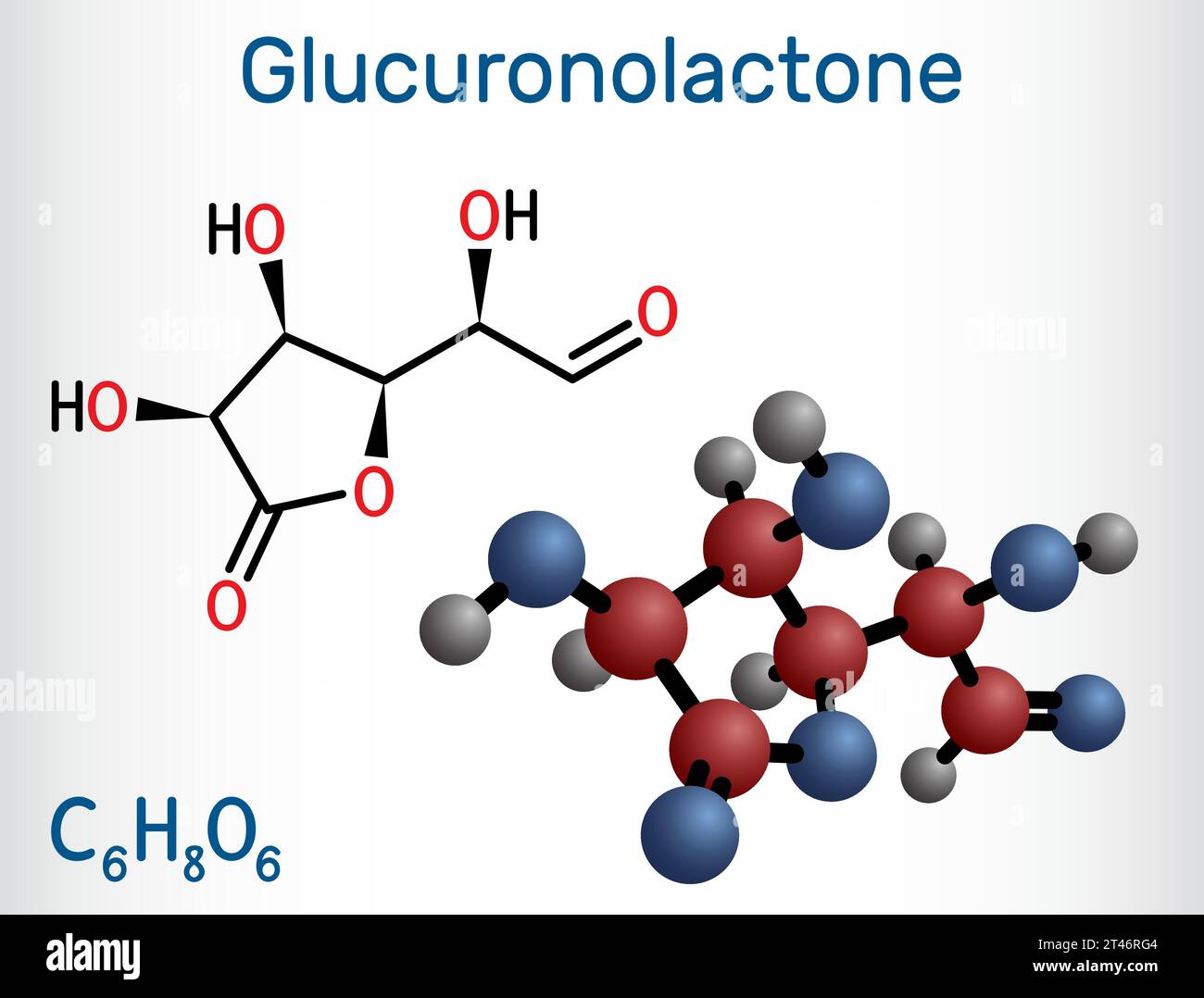 Glucuronolactone molecule. It is naturally occurring substance, used in ...