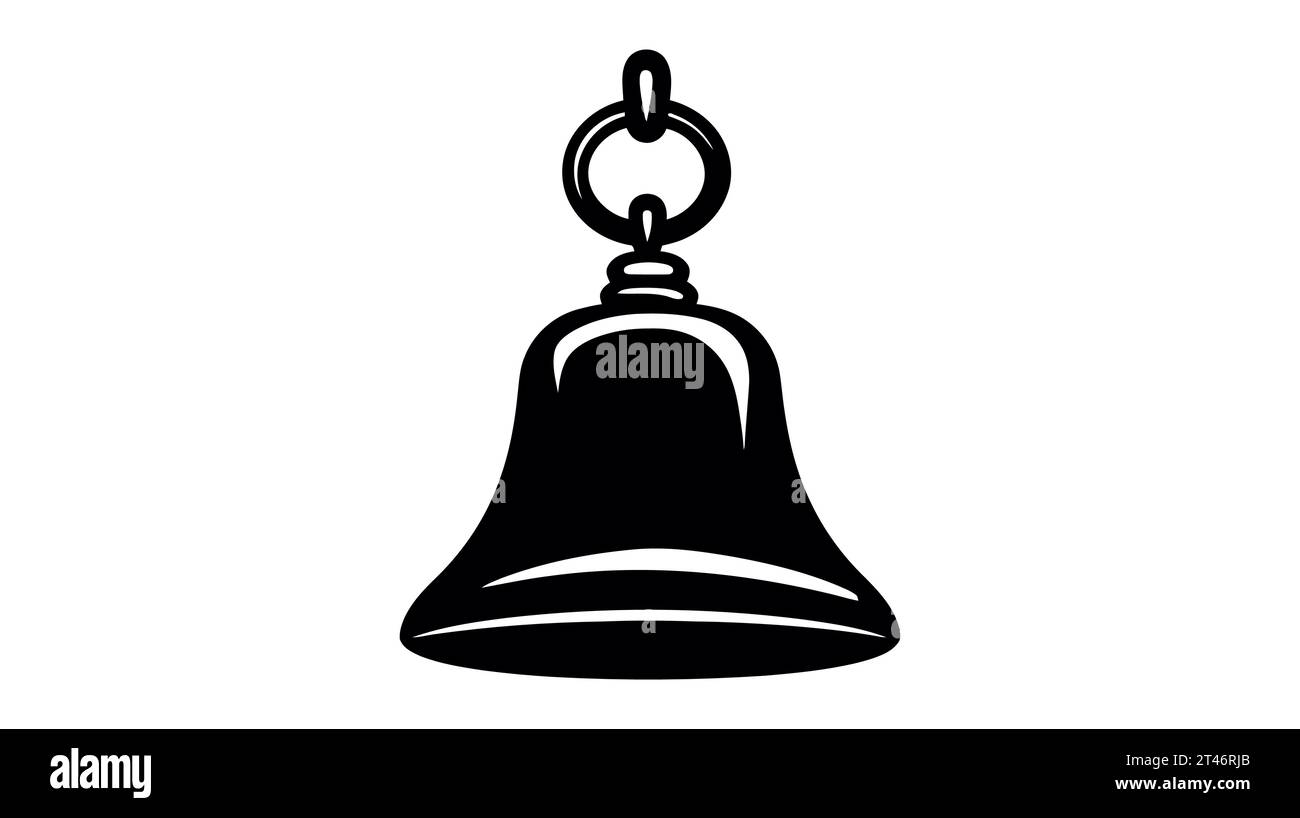 Black bell icon. Outline style. notification bell vector icon for web ...