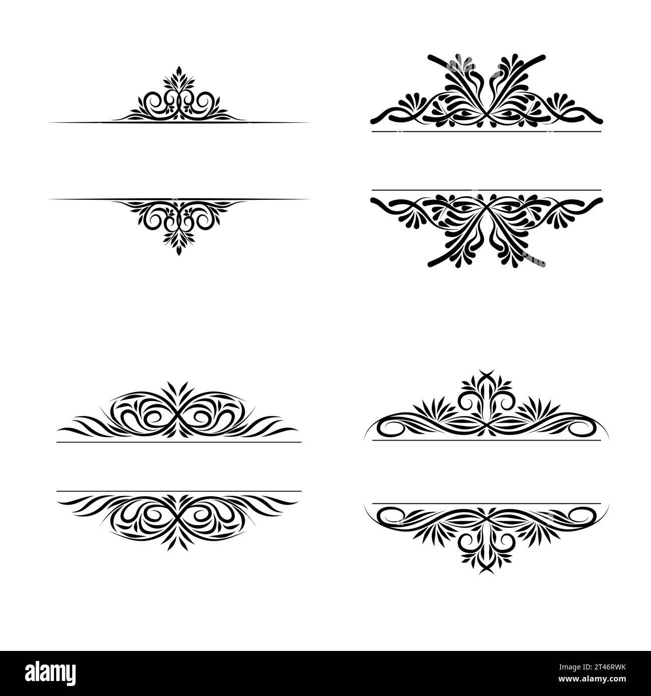 Set of vintage horizontal frame. Ornamental label frame. Graphic vector ...