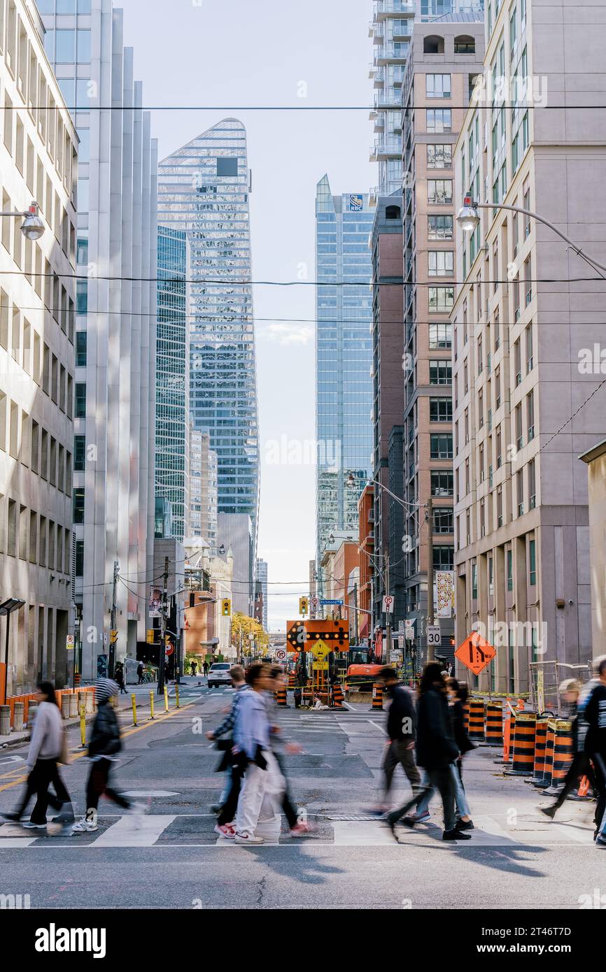 Toronto, Canada - 28 October 2023: Busy urban street flanked by ...