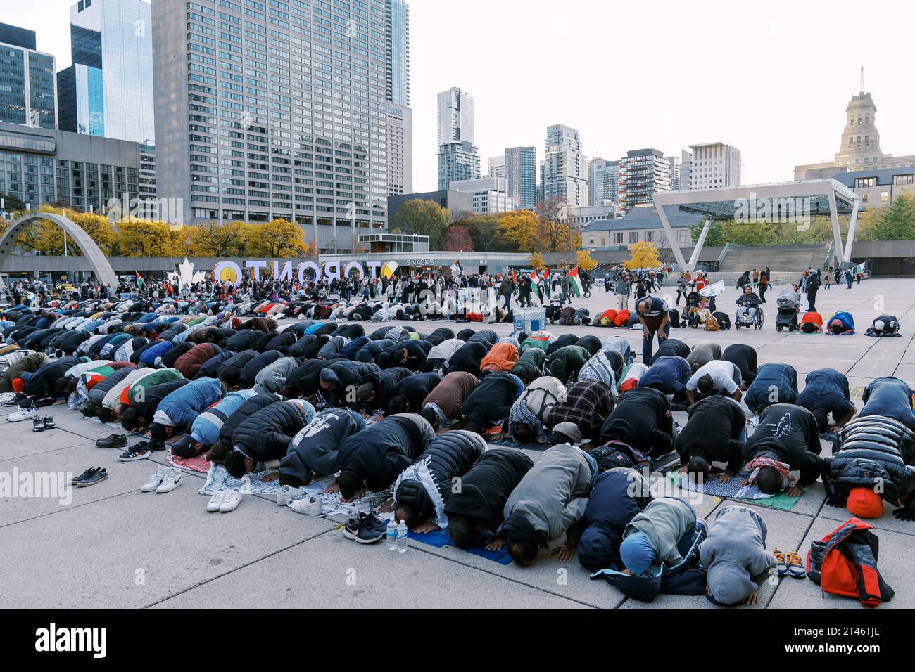 Toronto, Canada - 28 October 2023: Muslim prayer from Palestine in the ...
