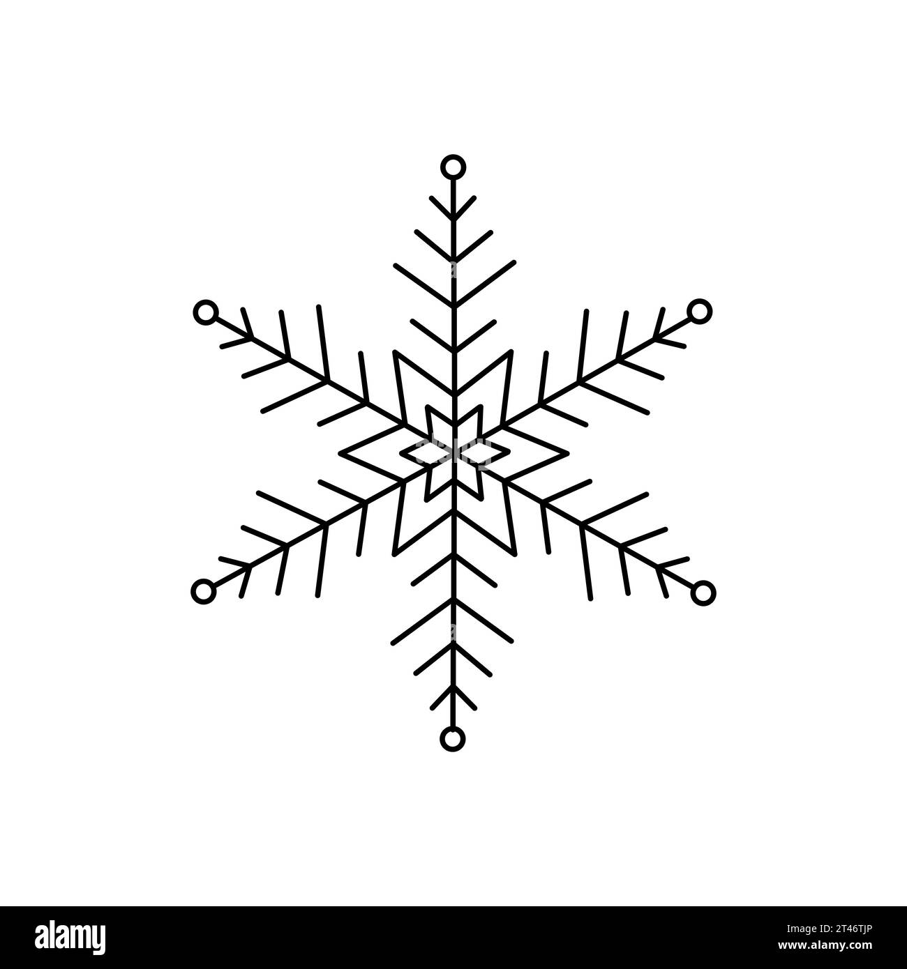 Snowflake Christmas simple doodle linear hand drawn vector illustration ...
