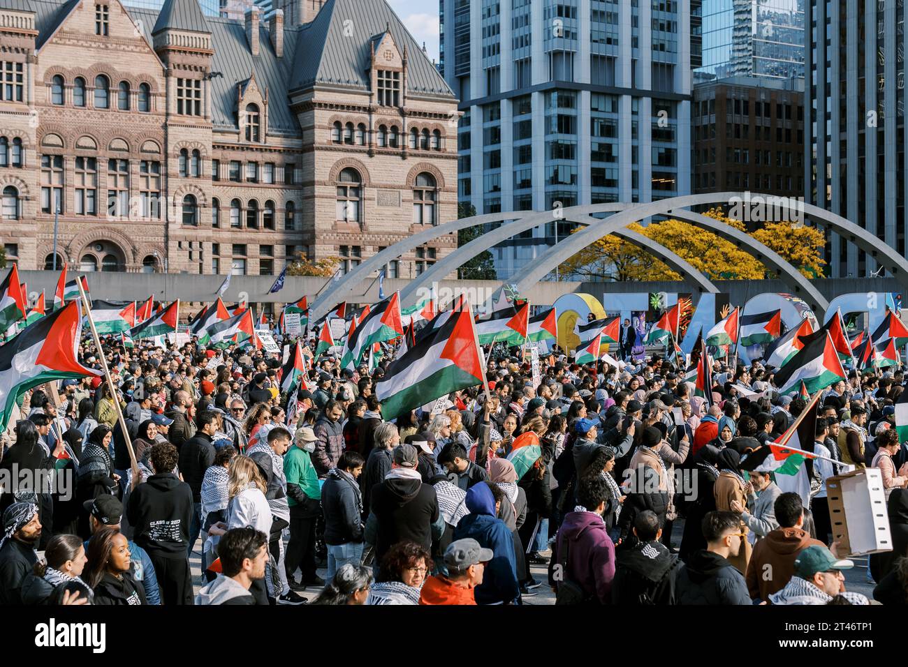 Toronto, Canada - 28 October 2023: Crowds in Toronto rally against ...