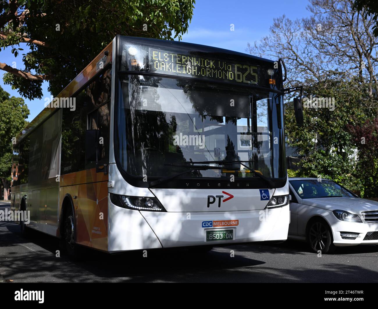 Front view of a CDC Melbourne operated Scania bus, with current PTV ...