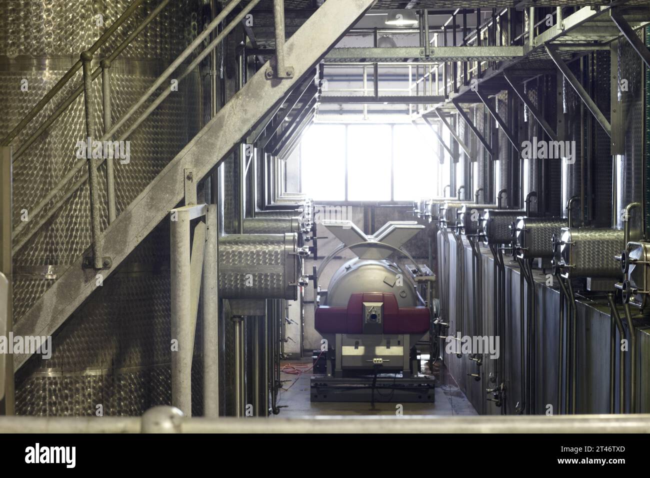 Background, wine factory and tank equipment for alcohol, whiskey and ...