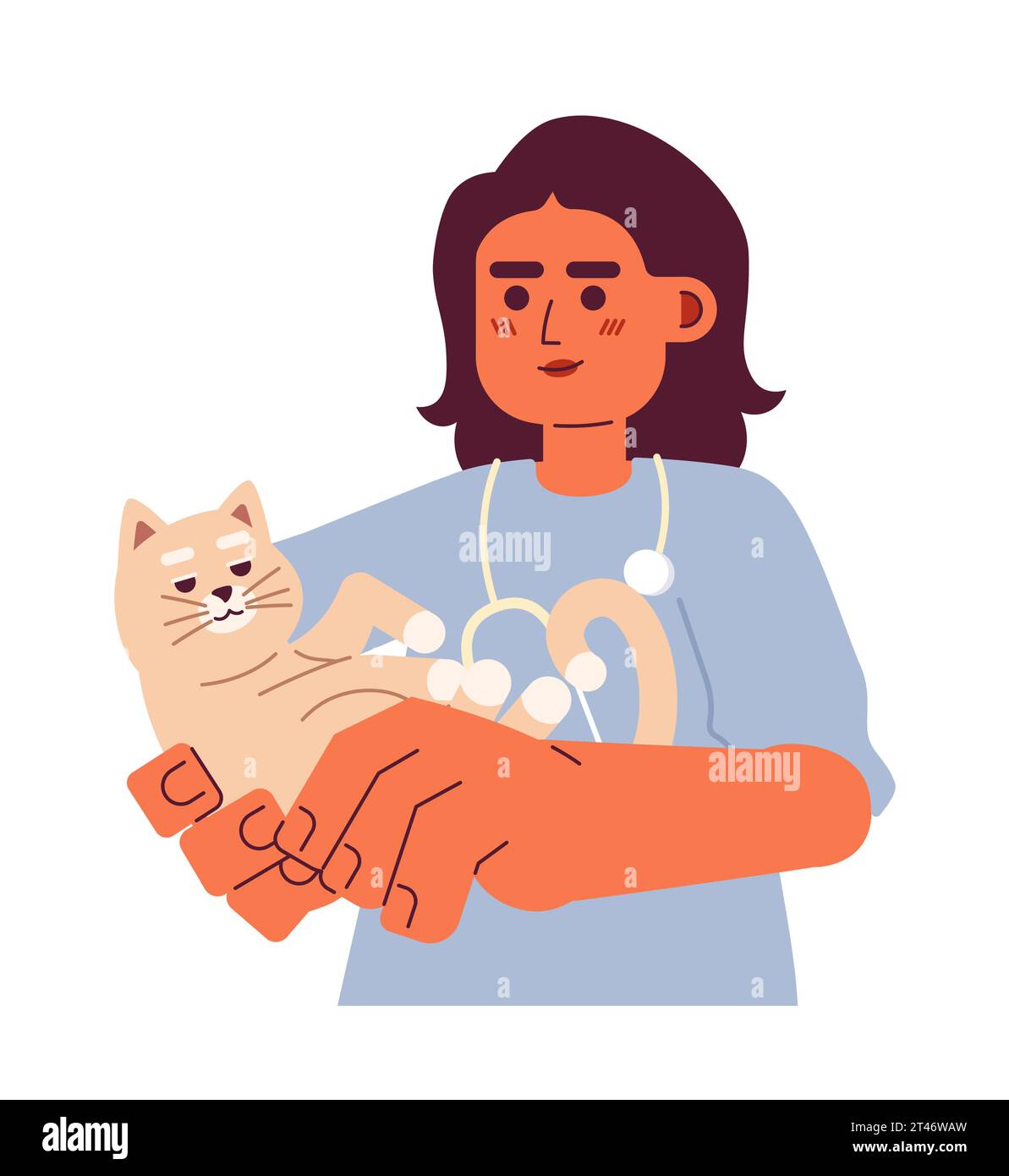 Stethoscope veterinarian female arab 2D cartoon character Stock Vector ...