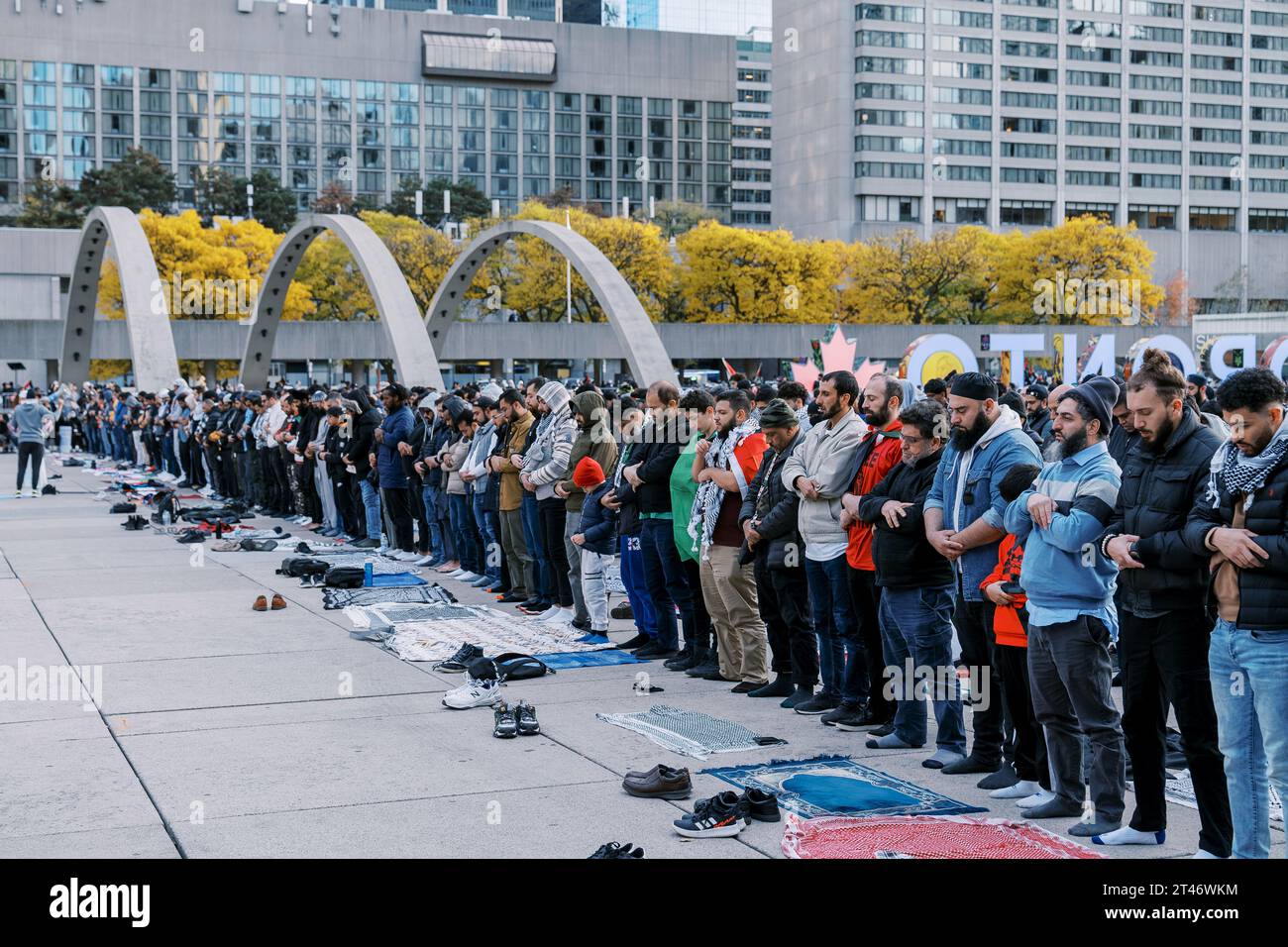 Toronto, Canada - 28 October 2023: Muslim prayer from Palestine in the ...