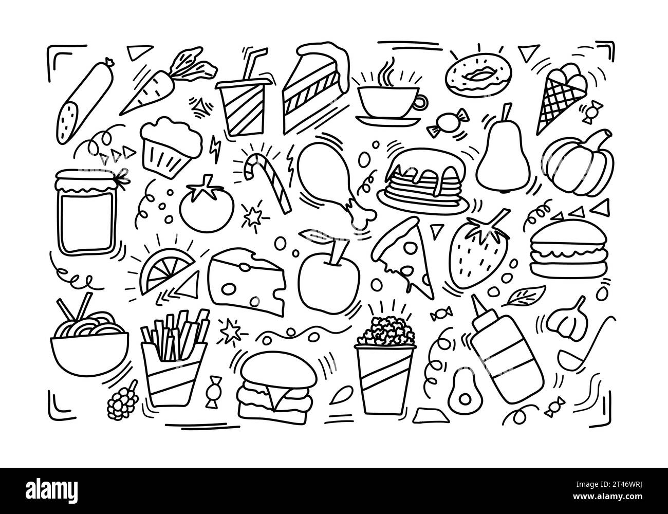 Hand drawn food doodle, vector illustration Stock Vector Image & Art ...
