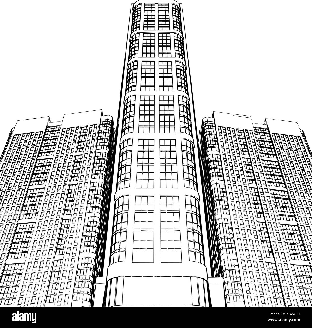 Skyscraper Residential Building Vector. Skyscraper Landscape View ...