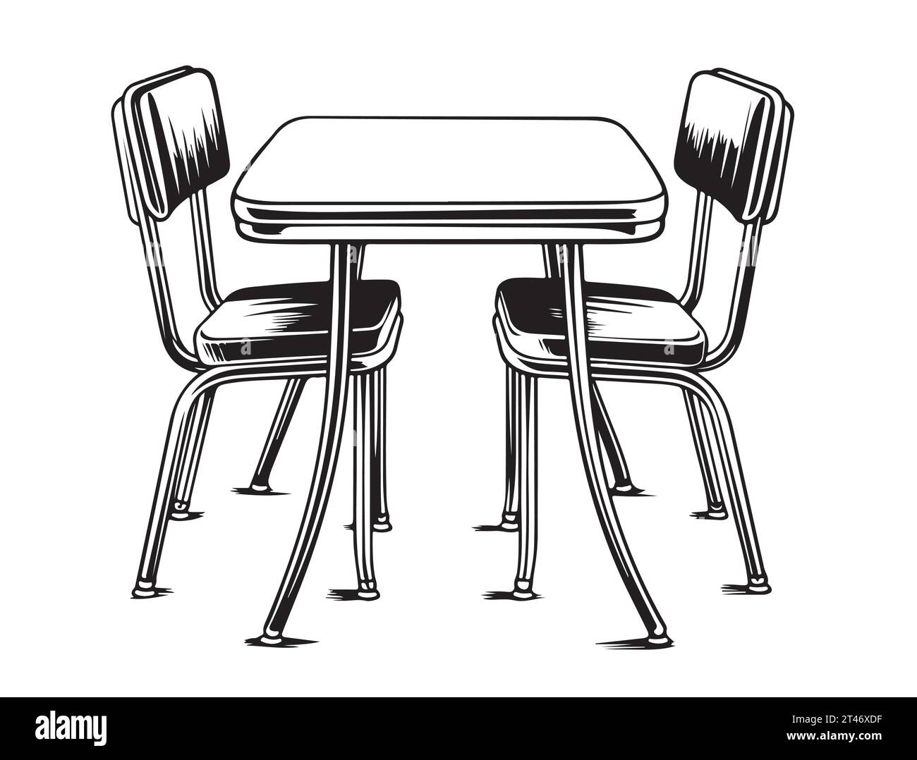 Table with chairs furniture sketch hand drawn ,Vector illustration of ...