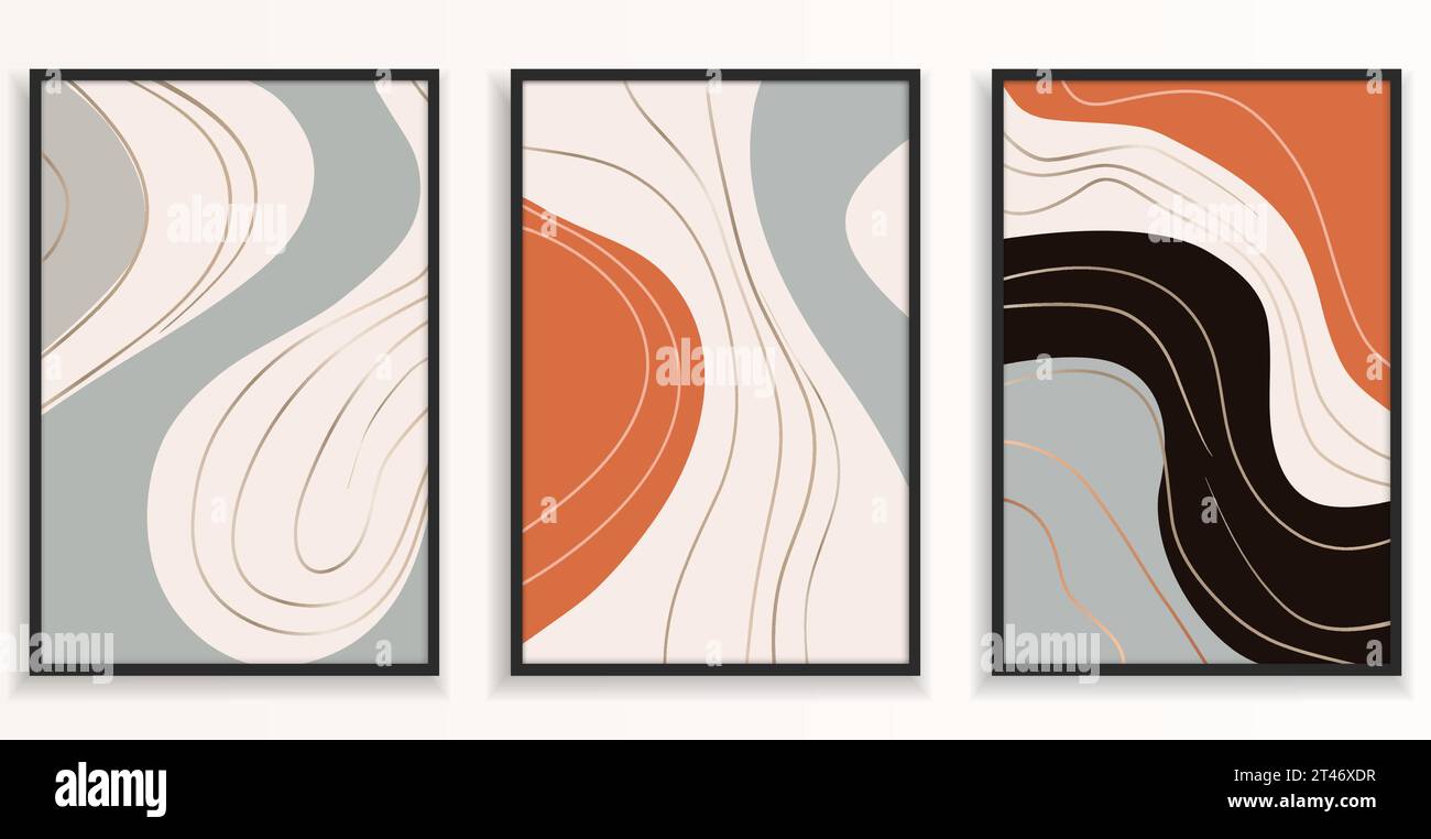 A set of abstract paintings of different shapes, artwork panels in ...